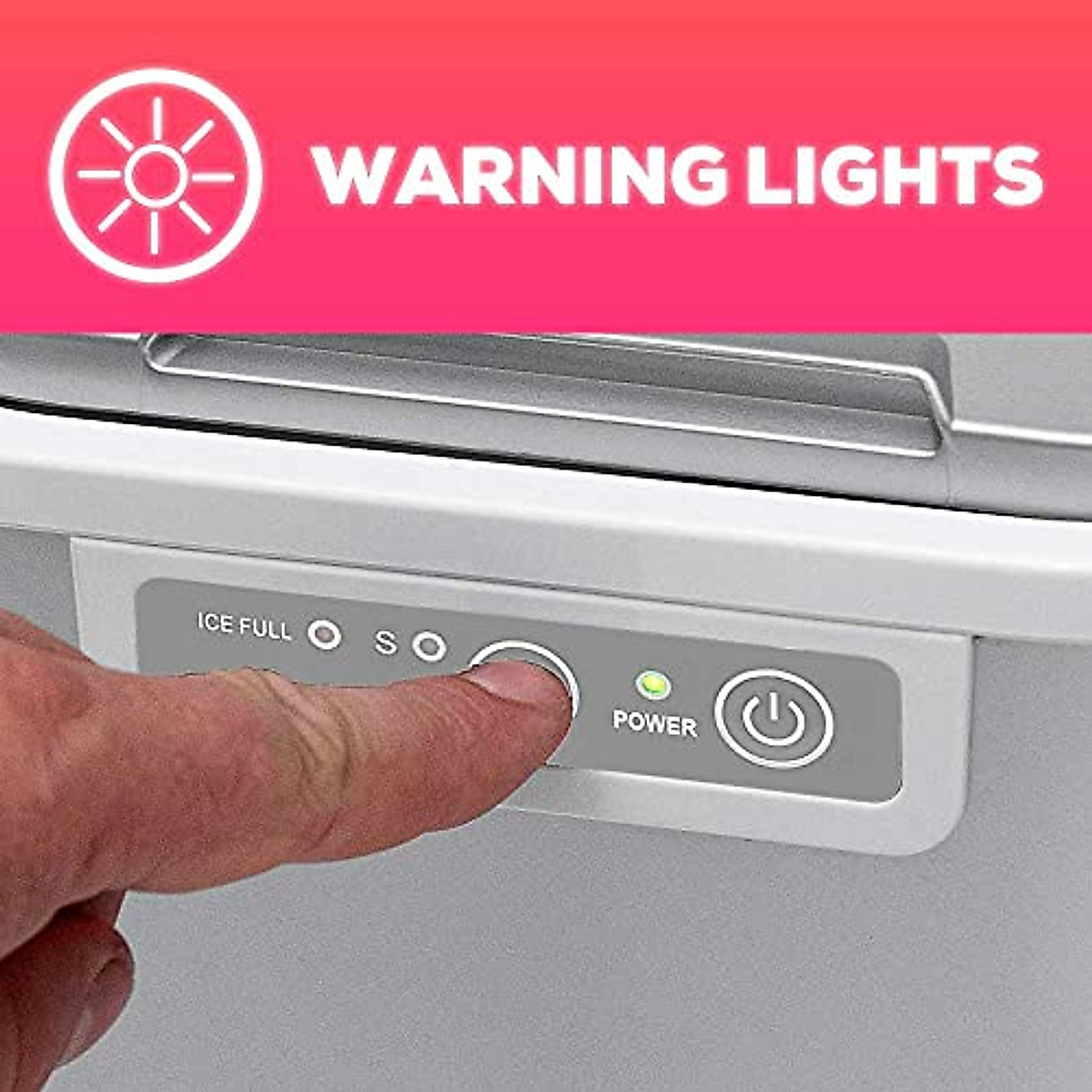 SUGGAR Ice Maker Machine – Mini Ice Machine with Scoop & Basket, 1.8 lbs Storage - Make 26 lbs Ice in 24 Hours – Self Cleaning Mode with Drainage Compact – Portable Ice Cube Maker (Indoor Outdoor)