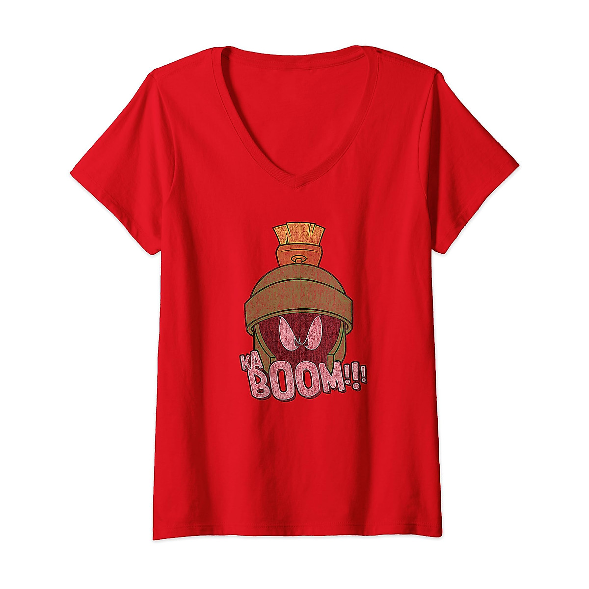 Womens Looney Tunes Marvin the Martian Kaboom V-Neck T-Shirt