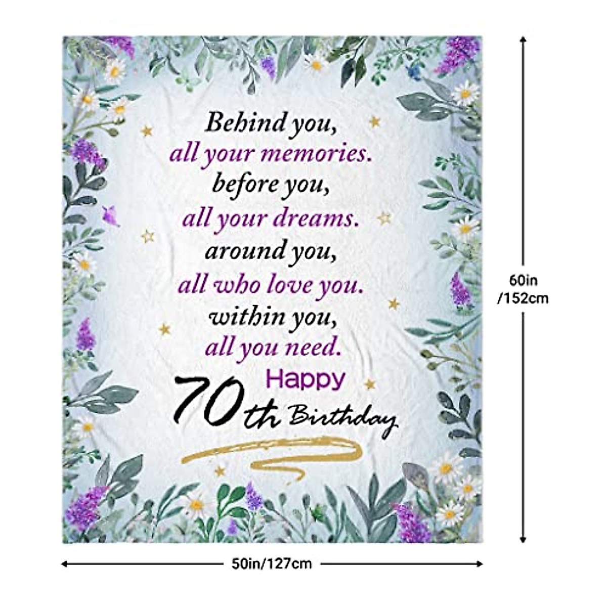 Mubpean 70th Birthday Gifts for Women - 70th Birthday Gifts Blanket - Best Gifts for 70 Year Old Woman - 70 Year Old Birthday Gifts for Woman - 70th Birthday Gift Ideas,Birthday Decor Blankets 60"x50"