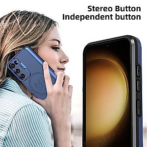 Galaxy S23 5G Case,Designed for Samsung S 23 23S Phone Cases with Camera Lens Protector,Built-in Camera Ring Stand Kickstand,Grade Heavy Duty Shockproof Cover for 23S Women Men 6.1”in Blue