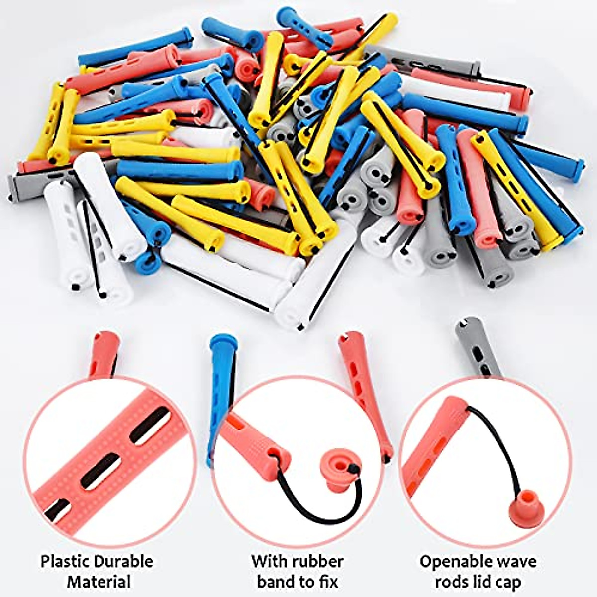 SPTHTHHPY Hair Roller Set, 100 PCS Perm Rods with 5 Sizes Hair Curler for Women Long Short Hair DIY Hairdressing Styling Tools