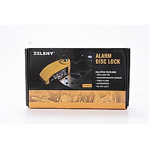 ZELENY Motorcycle Lock Anti Theft Motorcycle Disc Lock Motorcycle Alarm 110dB 7mm Pin, accessories with Reminder Cable and Carry Pouch, Waterproof, Heavy Duty Disc Brake Lock for Motorbike Bike Moped