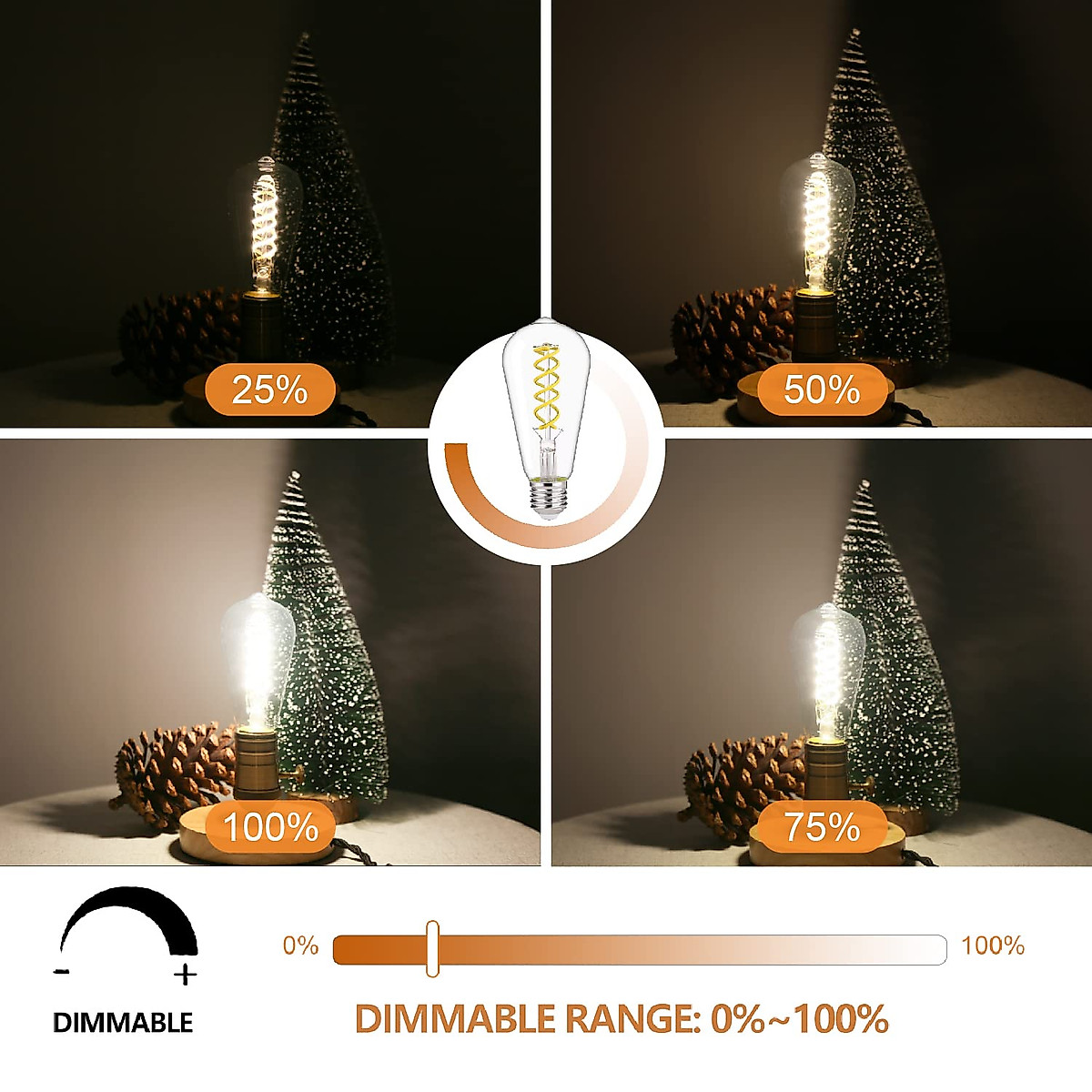 YIMILITE ST58 (ST19) LED Edison Bulb 60 Watt Equivalent, CRI 80+, High Brightness Natural White 4000K Clear Glass, Dimmable Vintage led lamp Filament Light Bulbs, E26 Medium Base, 6 Pack