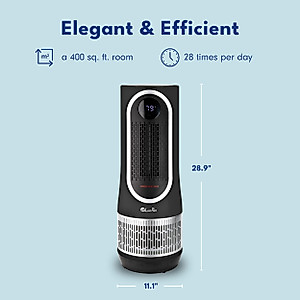 LivePure 3 in 1 Clean Heat Air Purifier & Heater-HEPA Filtration System, Space Heater w/ 2 Heat Modes, 60° Rotation, Heaters for Indoor Use, Air Purifiers for Home, Bedrooms, and Office. Gray