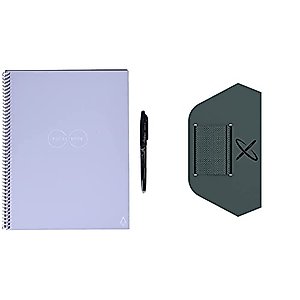 Rocketbook Smart Reusable Notebook - Lined Eco-Friendly Notebook with 1 Pilot Frixion Pen & 1 Microfiber Cloth Included - Lightspeed Lilac, Letter Size (8.5" x 11") & Pen/Pencil Holder (Pen Station)