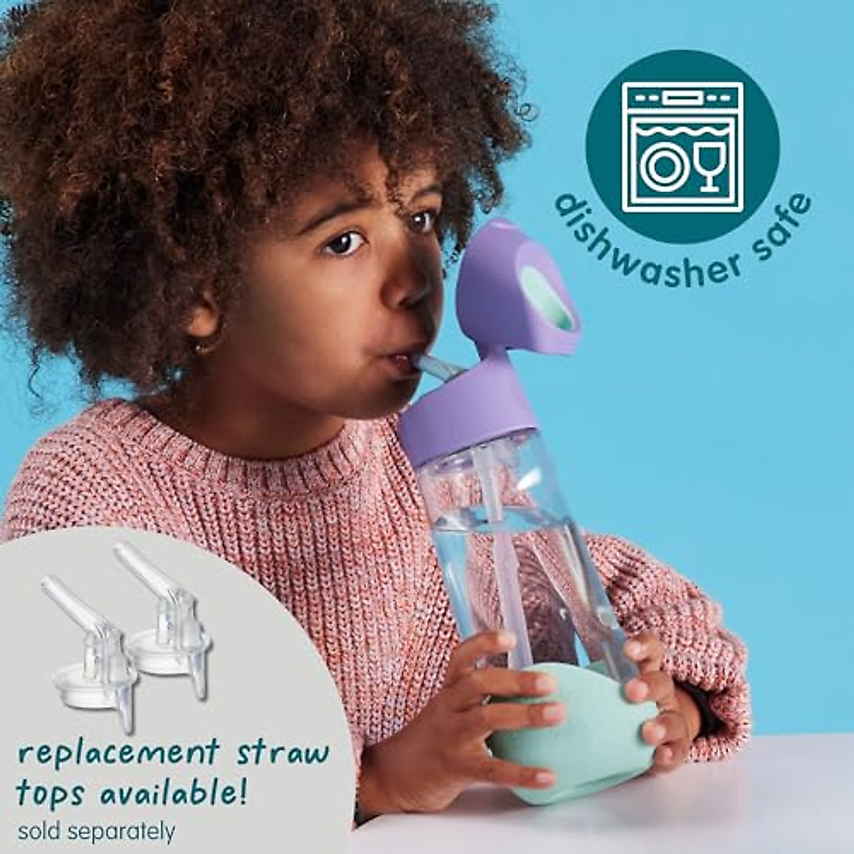 b.box 15oz Tritan Drink Bottle: Modern Water Bottle with Flip Straw for Toddlers & Kids. Spill Proof, Leak Proof, BPA Free. Great for School/Daycare or Next Step after Sippy Cups (Ocean Breeze)