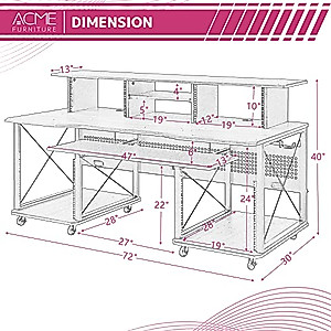 Acme Furniture Metal and Wooden Music Desk with Wheels, Black