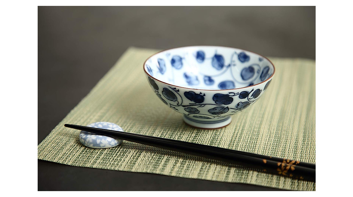 Mino Ware Japanese Pottery Set - 5 Hand-Painted Bowls