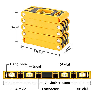 OLI 24-Inch Foldable Level Measuring Tool with 45°/90°/180° Bubbles
