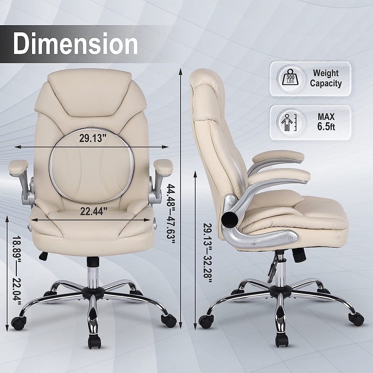 Comermax Executive Office Chairs with Lumbar Support and Flip up Arms Ergonomic Managerial Executive Chair Velvet Desk Chair with Wheels for Home Office (White)