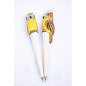 Handmade Carved Ballpoint Pen Owl style Natural Wooden Carving Cute Animal Refillable Pen 1pc/owl from Nument