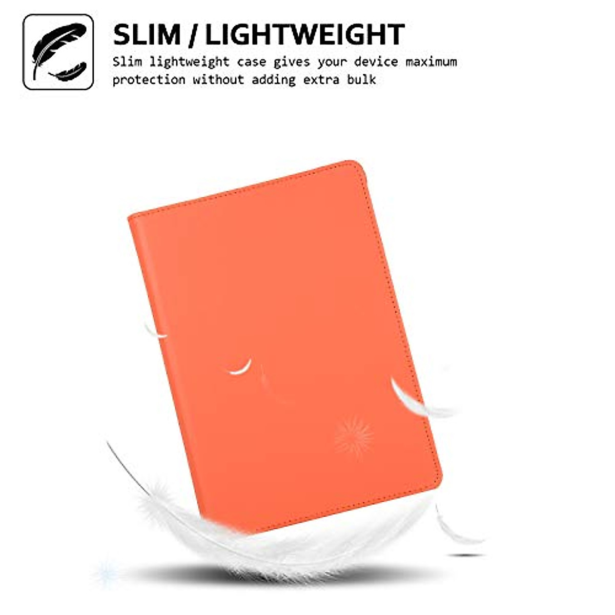 Rotating Case for iPad Pro 12.9-inch 1st & 2nd Generation (2015/2017), Techcircle Slim Premium PU Leather Smart Cover Multi-Angle Viewing Stand Folio Magnetic Hard Shell Protective Case, Orange