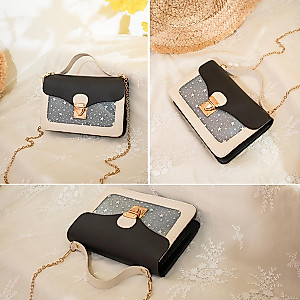 Crossbody Bags for Women Small Shoulder Handbags Soft PU Leather Cross Body Purse Casual Crossover Phone Messenger Bags(Quilted Crossbody Bags for White)