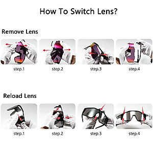 KAPVOE Polarized Cycling Glasses with 4 Interchangeable Lenses TR90 Sports Sunglasses Women Men Running MTB Bike Bicycle Accessories 01 Red Black