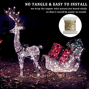 Hemasxing 2 Pack Solar Fairy Lights Waterproof Outdoor, 33ft 100 LED 8 Modes Solar String Lights for Porch Balcony Garden Patio Christmas Decoration (White)