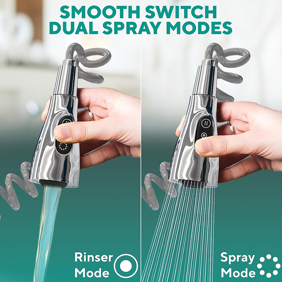 Heavy-Duty Faucet Sprayer Attachment - Leak-Proof Sink Hose Sprayer w/ 5 Adapters & Diverter Valve - 79” Recoil Hose with 2 Spray Modes - Ideal for Kitchen, Tub, Bathroom, Garden, Pets