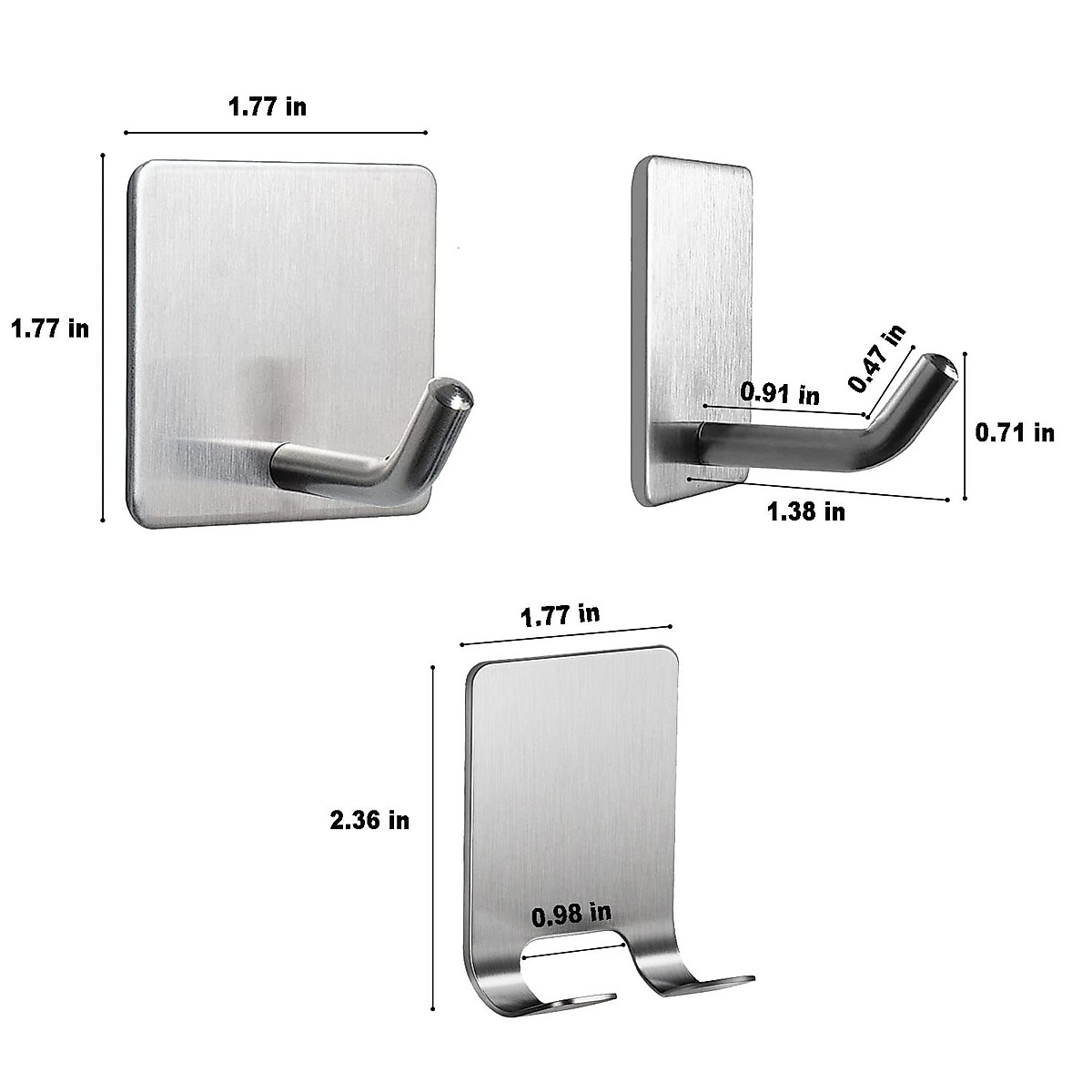 Aobvrey 8 Pack Adhesive Hooks, 4 Pack Razor Holder for Shower and 4 Heavy Duty Waterproof Sticky Hooks for Hanging Towels, Loofah, Coat, Hat (Silver)