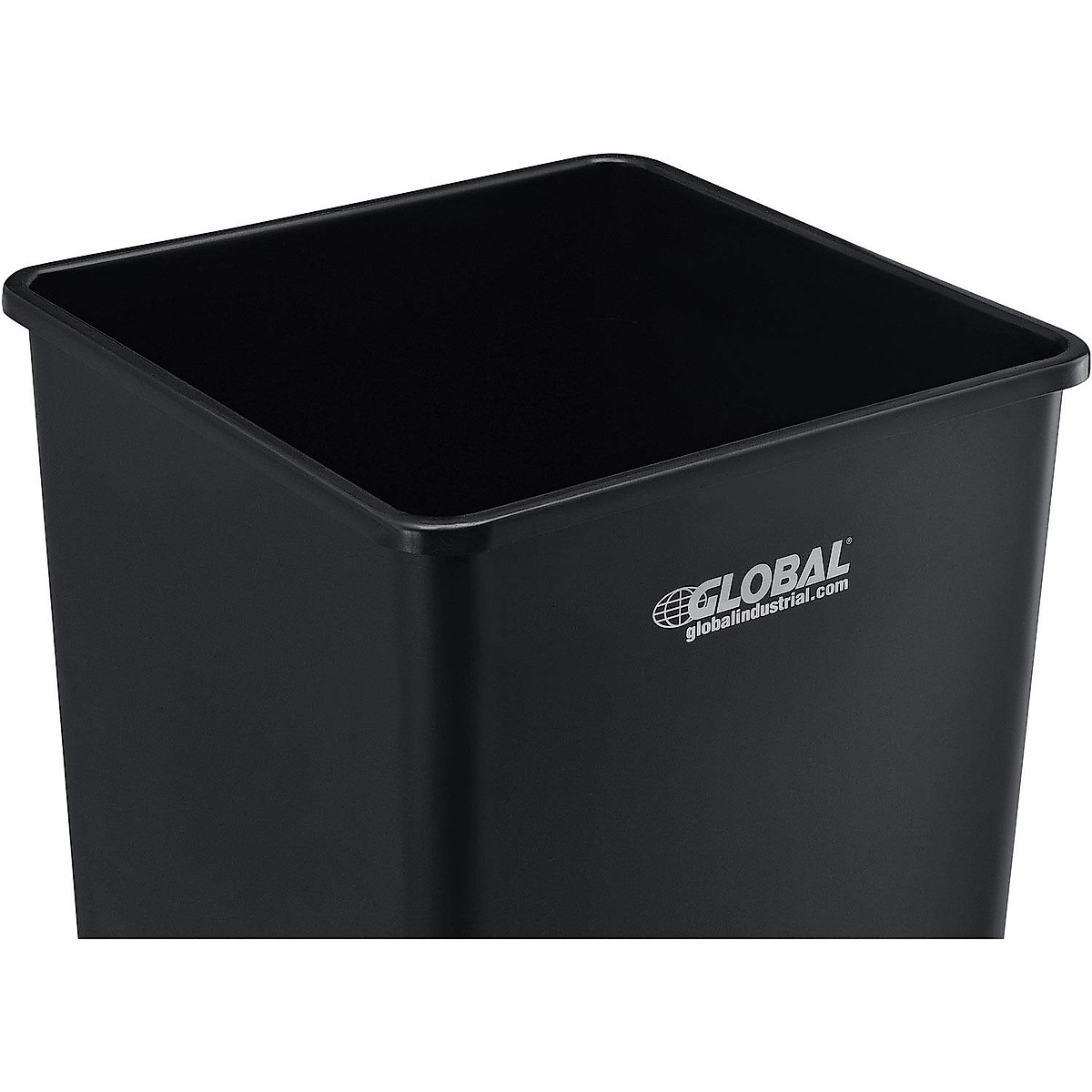 Global Industrial Square Plastic Garbage Can, 50 Gallon, Black