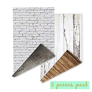 2 Pieces 4 Patterns Photographic Background Grunge Brick Cement Wall Background Food Photography Backdrop Blogger Shot Cosmetic Photo Flat Lay Backdrop ins Style Wood Textures Board Video Background