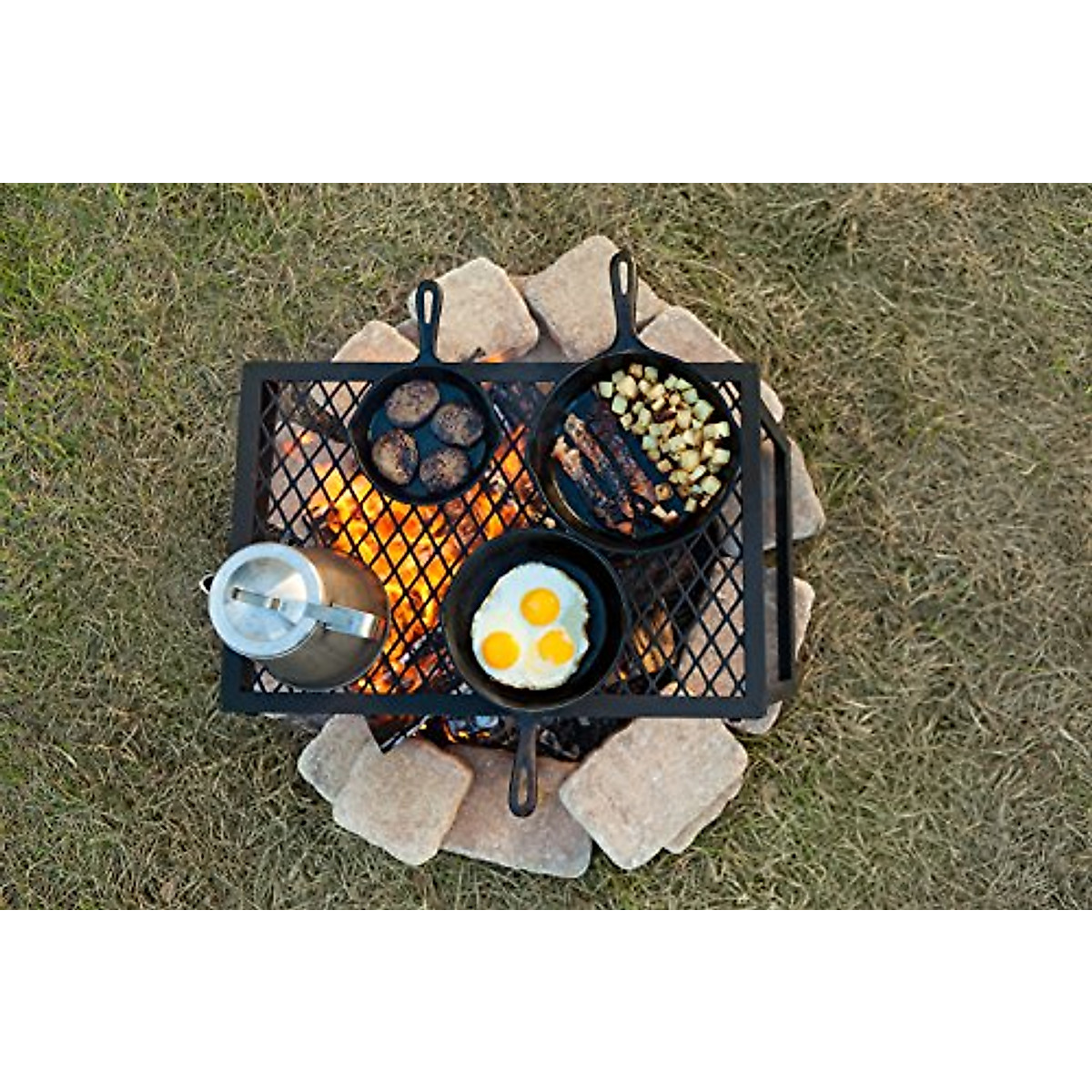 Amazon Basics Medium Portable Folding Camping Grill Grate - 18 x 12 x 7 Inches, Black Steel