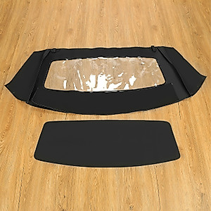 Kojem Convertible Soft Top Compatible with 1994-2004 Ford Mustang Sailcloth Vinyl Roof with Plastic Window Black Foldable