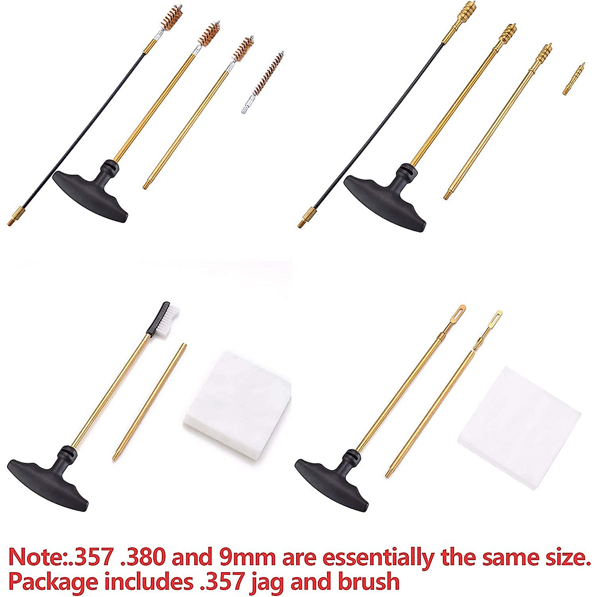 BOOSTEADY Universal Handgun Cleaning kit .22.357.38,9mm.45 Caliber Pistol Cleaning Kit Bronze Bore Brush and Brass Jag with Empty Bottles
