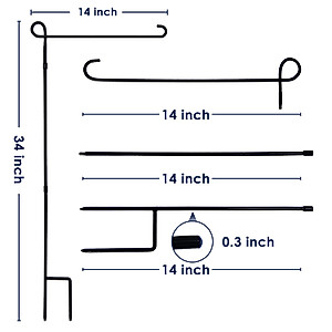 hogardeck Garden Flag Holder Stand, Thickened Pole Sturdy and Straight Premium Yard Flag Holder Weather-Proof Metal Flagpole for American Flag, Christmas Garden Flag, Outdoor Garden Decor Decoration
