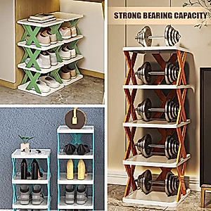 A.B Crew 6-Tier Shoe Rack, Stackable Shoe Storage Organizer for Entryway Bedroom Space-Saving Shoe Rack Shoe Slots Organizer Shelf Small Shoe Tower Rack for Hallway Walkway Balcony Orange