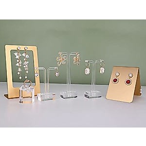 GemeShou 3pcs transparent earring T stand jewelry display for show, acrylic earring hanger for women, small clear earring holder for selling, jewelry Photography props【3pcs earring stand-T shape】