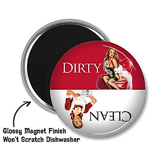 Aloha Girls Gifts Big 3.5” Dirty Clean Dishwasher Magnet Ends Common Kitchen Problem. Adheres to Any Surface. Red and White.