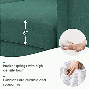 Jintop 90Inch Terrycloth Modern 5-Seat Practical Sectional Sofa with Chaise, L-Shape Wood Indoor Couch with 3 Pillows,for Dorm,Apartment,Studio,Office,Lounges,Green
