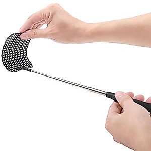 AOLIAO Retractable Fly Swatters Heavy Duty Long Handle Flyswatter Shatter Insect Control Net Shoot for Home Indoor Black