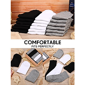 Tarpop 150 Pairs Men Quarter Ankle Socks Bulk Socks Athletic Moisture Wicking Socks Casual Sports Socks Pack (Black, White, Gray)