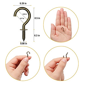 RELBRO Small Screw Hooks, 1/2 Inch Mini Metal Twist in Hook, 100 Pcs, Bronze