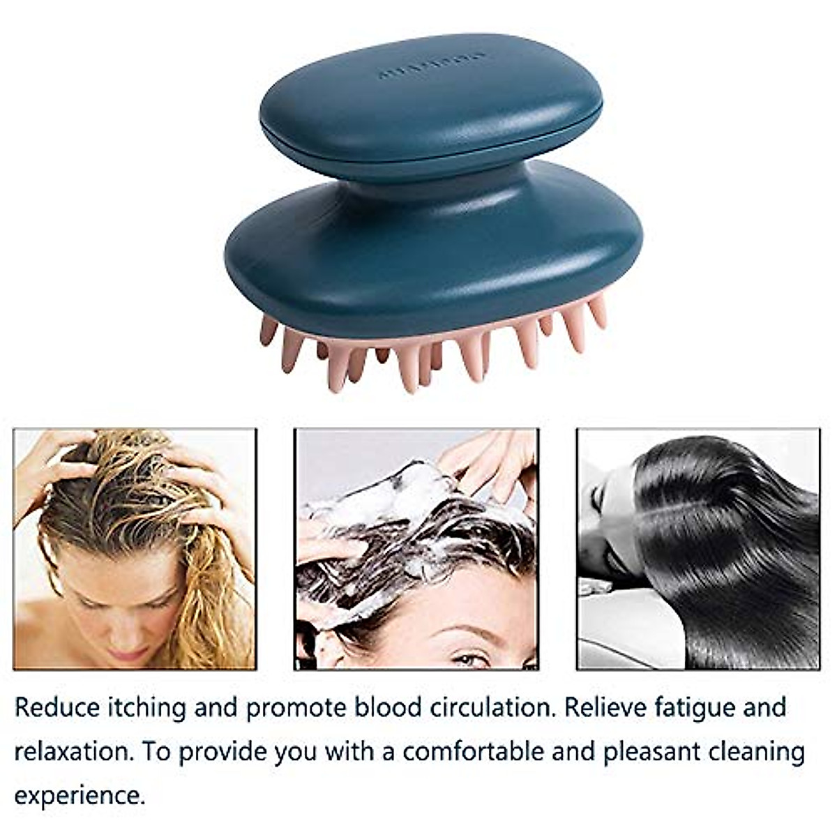 Luca Elf Aid Scalp Massager Brush Shampoo Brush,Soft Silicone Scalp Exfoliator,Wet and Dry Scalp Massager Brush,Remove Dandruff,Promote Hair Growth(Blue)