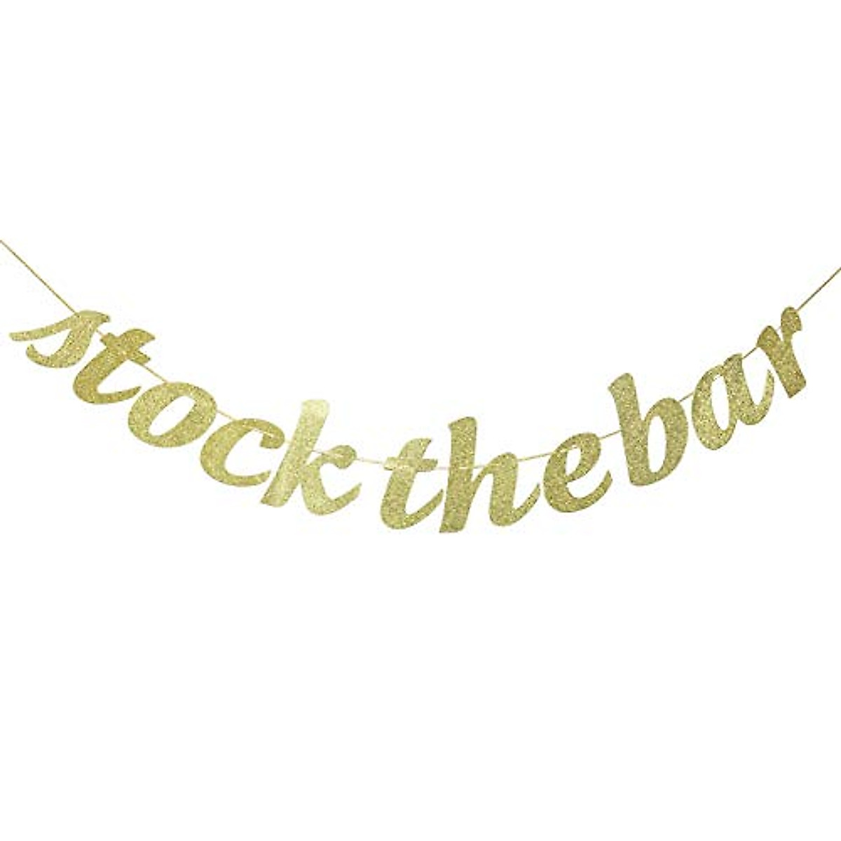 Stock The Bar Glitter Gold Banner, Wedding Reception Banner, Bride Tribe, Engagement,Bachelorette Party, Wedding Decor (Gold)