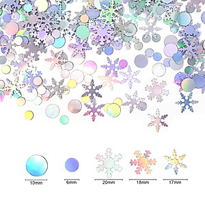 Quacc Laser Silver Snowflakes Confetti Lovely Winter Wedding Confetti Xmas Table Decorations Circles Party Confetti Sequins for Frozen Themed Birthday Party, Gender Reveal (30g, About 900pcs)