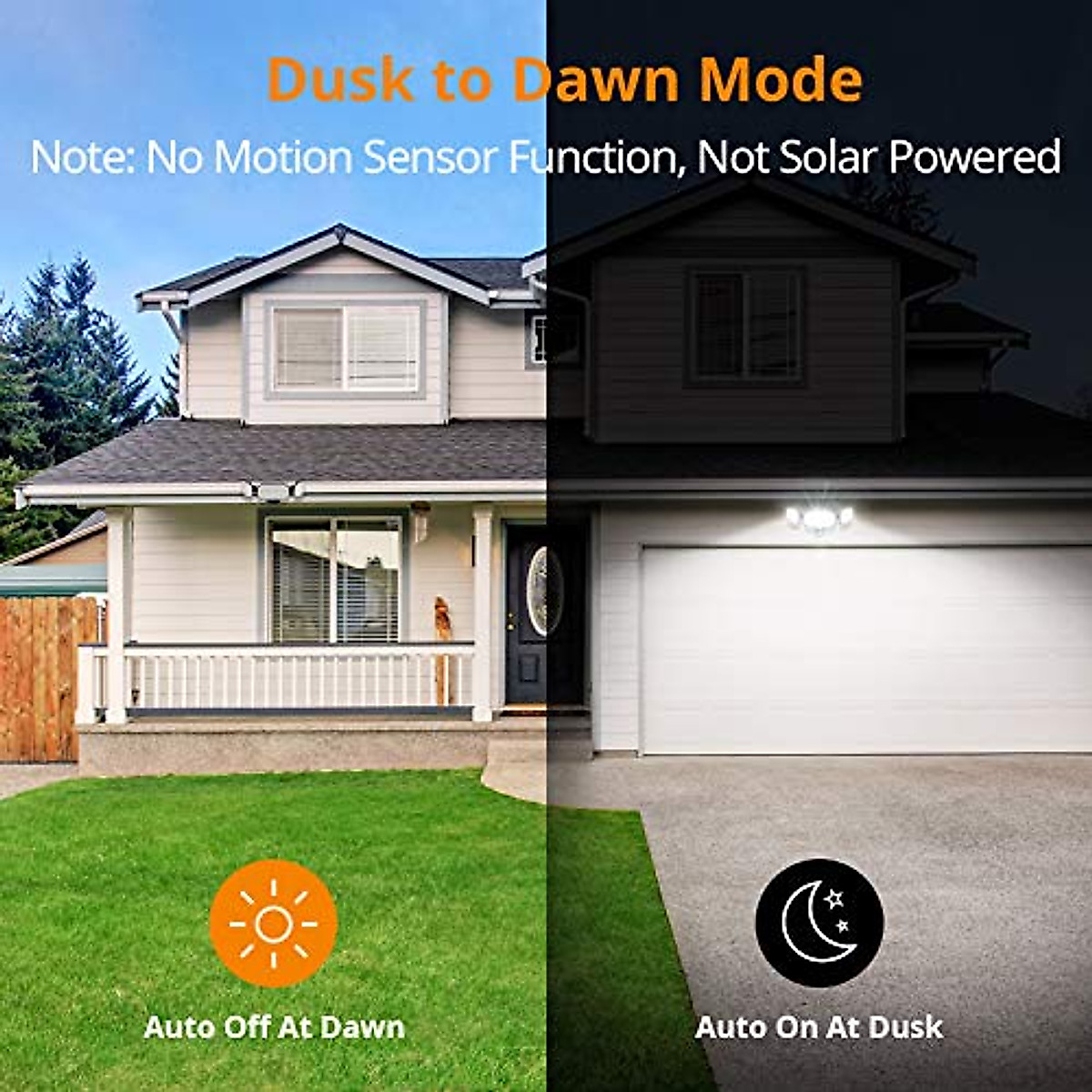 LEPOWER 4500LM LED Flood Light Outdoor Dusk to Dawn, 45W Security Lights Outdoor with 3 Adjustable Heads, IP65 Waterproof, 5000K, Photocell Flood Light Fixture for Garage, Patio,