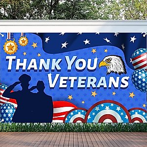 Veterans Day Banner Backdrop, Thank You Veterans Banner, Veterans Day Decorations, Veterans Day Background Backdrop for Photography, Veterans Day Party Decorations