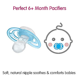 MAM Perfect Night Baby Pacifier, Patented Nipple, Glows in the Dark, 6-16 Months, Girl, 2 Count (Pack of 1)