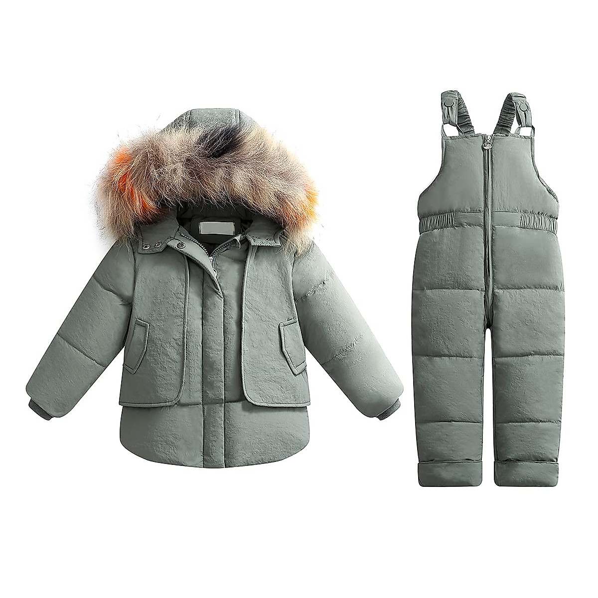 Srkrando Baby Toddler Snowsuit Boys Girls Winter Kids Snow Bib Pant Jacket Suit Coat