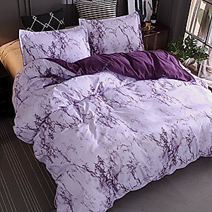 Feelyou Twin Bedding Duvet Cover Set Grape Reversible Marble Luxury Microfiber Lightweight Down Comforter Quilt Cover with Zipper Closure Best Organic 2PCS