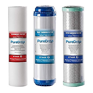 PureDrop 10 In. x 2.5 In. Standard Reverse Osmosis Replacement Pre-Filter Pack (6 Month), White, (PDR-F3)