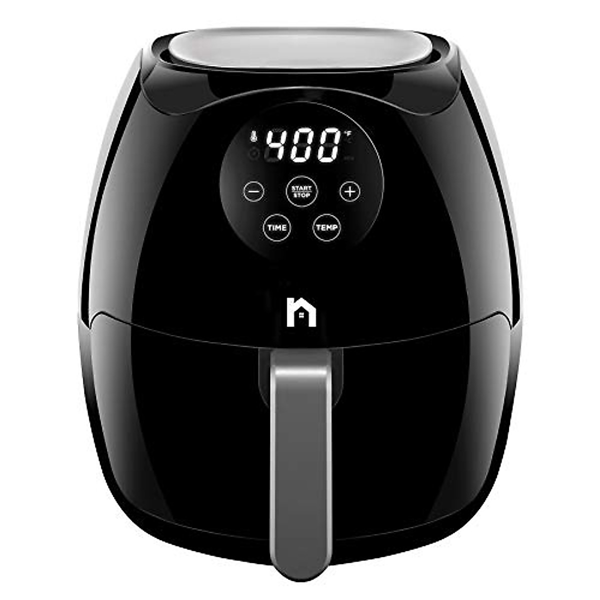 New House Kitchen Digital 3.5 Liter Air Fryer w/ Flat Basket, Touch Screen AirFryer, Non-Stick Dishwasher-Safe Basket, Use Less Oil For Fast Healthier Food, 60 Min Timer & Auto Shut Off, Black