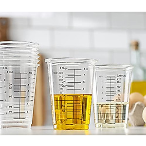 50 Disposable Measuring Cups - 8 Oz | Resin Mixing Cups For Epoxy Resin | Plastic Measuring Cups | Liquid Measuring Cups | Dry Measuring Cups | Paint Mixing Cups | Baking Supplies | Baking Tools