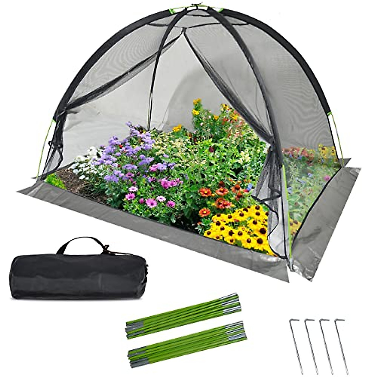 Kapler Pond Garden Cover 12x9FT Garden Net Dome Pond Covers for Outdoor Ponds with Zipper and Stakes, Pond Cover for Fish Shade Leaves, Nylon Mesh Protection Pond Netting Tent for Garden Yard Pool