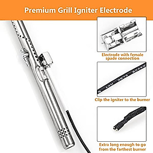 Hisencn Grill Replacement Parts for Charbroil Advantage Series 4 Burner 463344116, 466344116 Gas Grill, Grill Burners Tube, Heat Plate Tent Shield, Adjustable Carryover Tube, G361-0003-W1