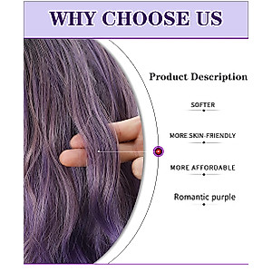 YUSHU Long Purple Wigs for Women Long Wavy Ombre Middle Part Colored Heat Resistant Synthetic Wig for Daily Party Use Cosplay(Ombre Purple, 26 Inch)