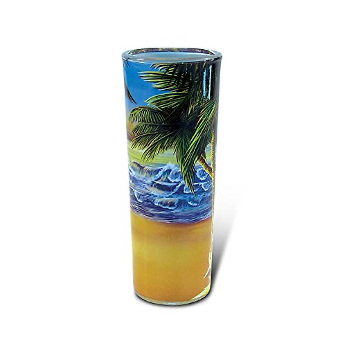 Puzzled Palm Tree Full Shot Glass, 1.84 Oz. Tequila Cocktail Whisky Vodka Unbreakable Glassware Novelty Shooter Glasses Handcrafted Drinkware for Home and Bar