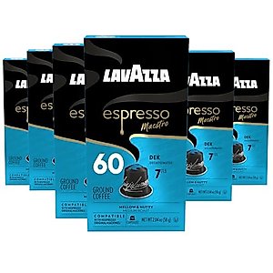 Lavazza Espresso Maestro Decaf (DEK) Aluminum Capsules Compatible with Nespresso* Original Machines, Medium Espresso Roast, Arabica and Robusta Blend (60 Capsules)